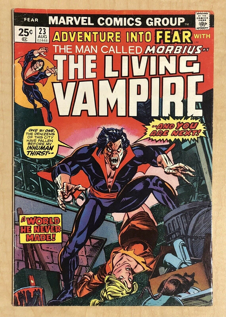 Adventures Into Fear #23 VG 4.0 Morbius MARVEL 1974 Steve Gerber & Cra ...
